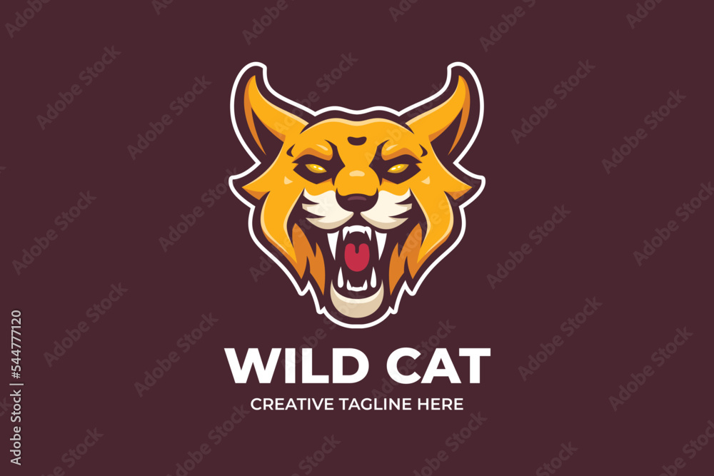 Roaring Angry Wild Cat Mascot Logo Character Stock Vector | Adobe Stock