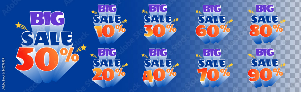 Set of Big Sale Discount numbers vector. Price off tag design ...