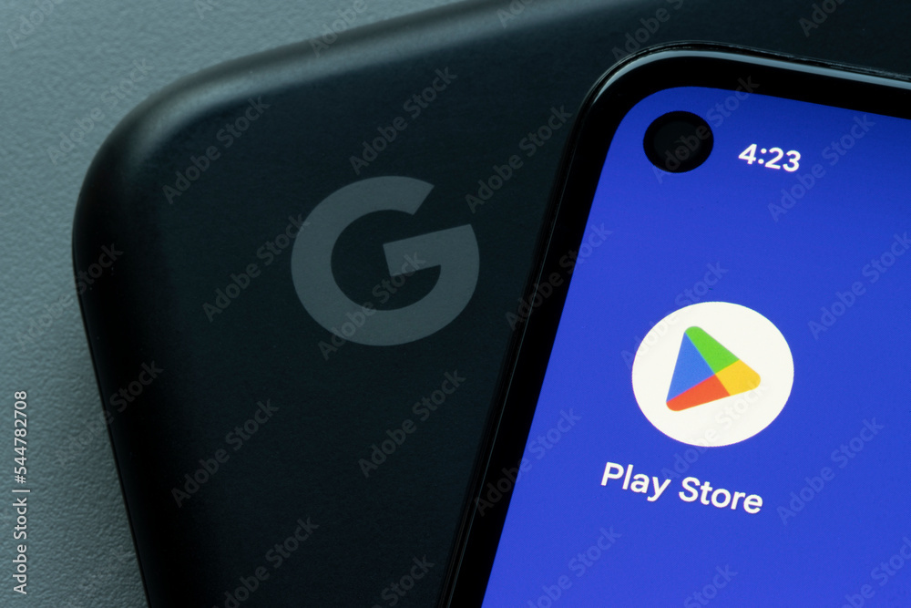 Portland, OR, USA - Nov 9, 2022: Google Play Store app icon is seen on ...