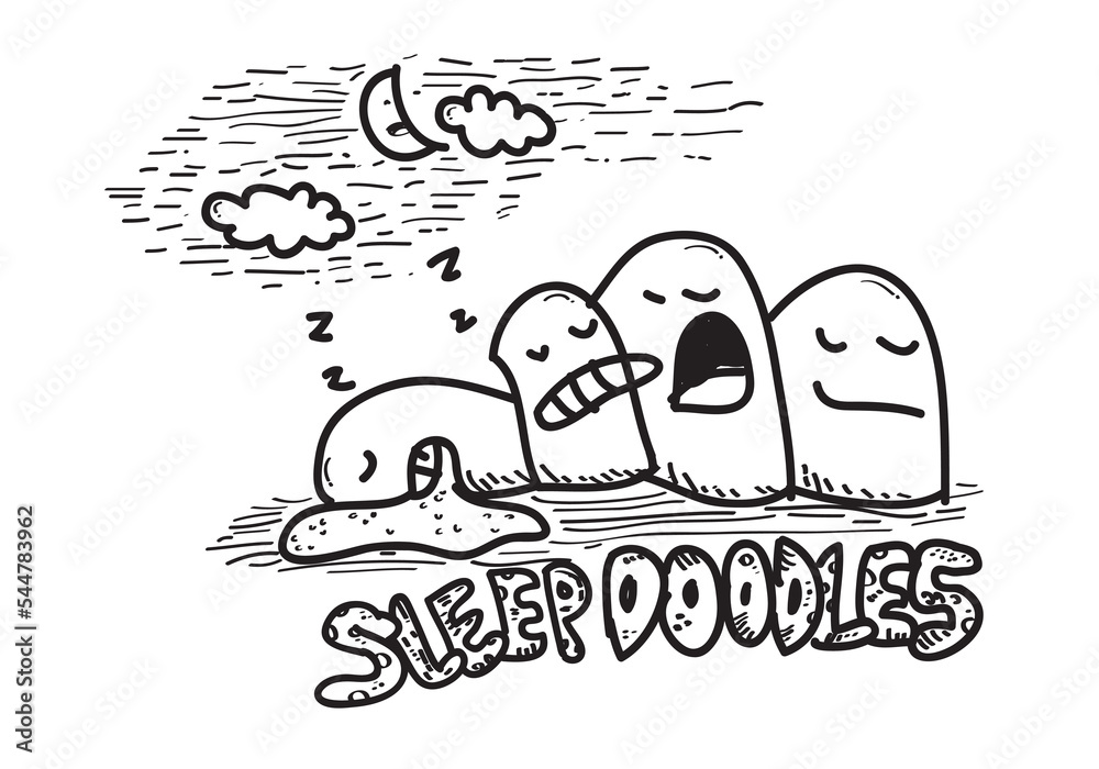 sleeping doodles, black and white pictures, suitable for book covers ...