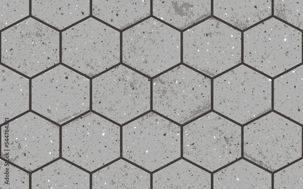Seamless pattern of pavement with hexagon textured concrete bricks ...