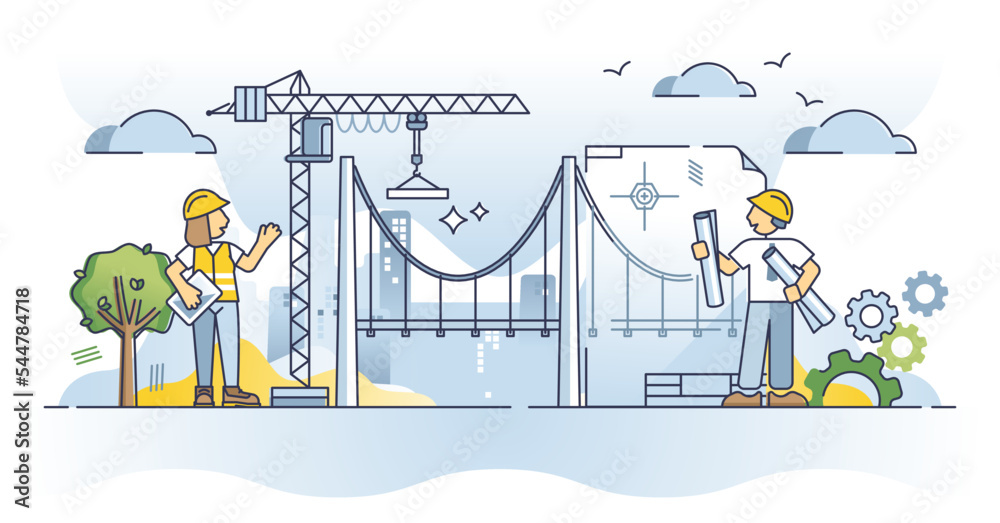 Civil engineer profession and work with infrastructure outline concept ...