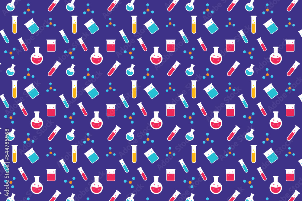 Seamless science pattern background vector with molecular basis and ...