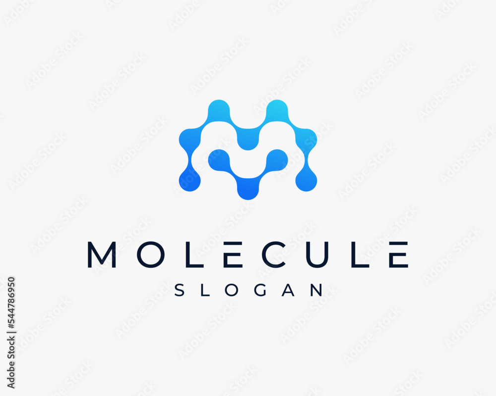 Letter M Molecule Science Technology Digital Connection Dot Scientific ...