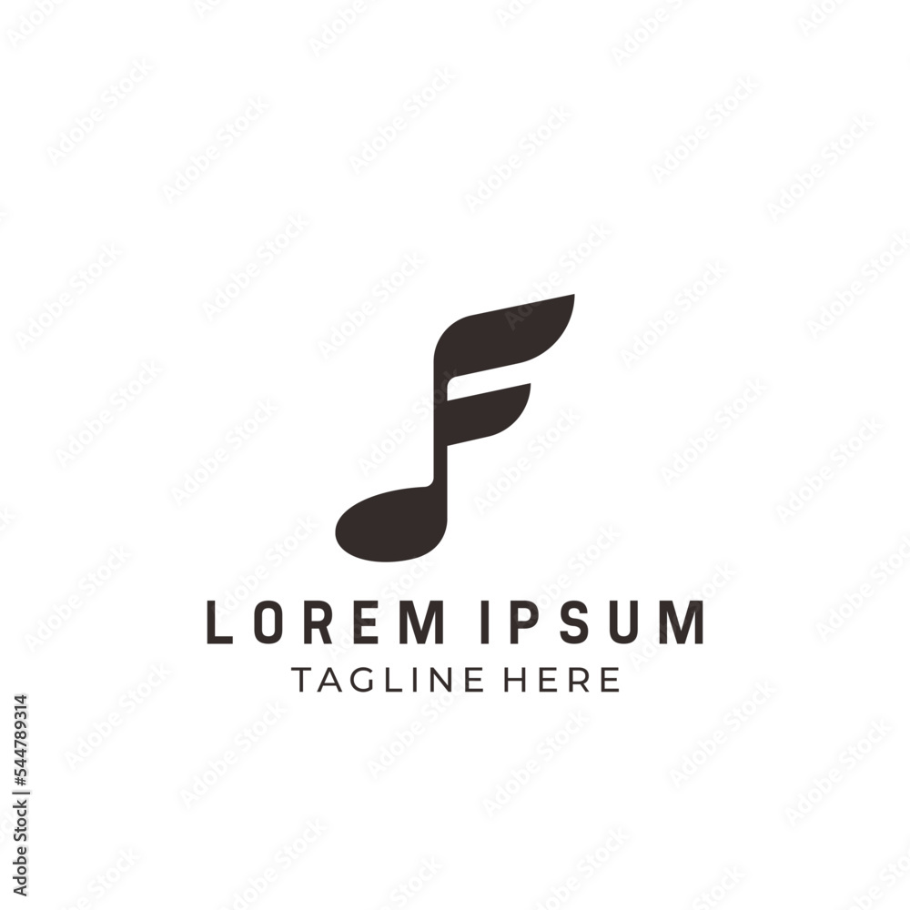 Simple and iconic design blend of the letter F and musical notes. Stock ...