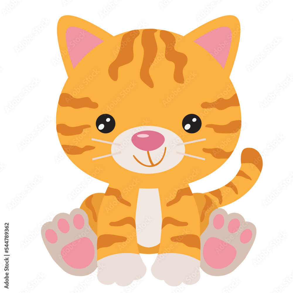 Sitting tabby cat vector cartoon illustration Stock Vector | Adobe Stock