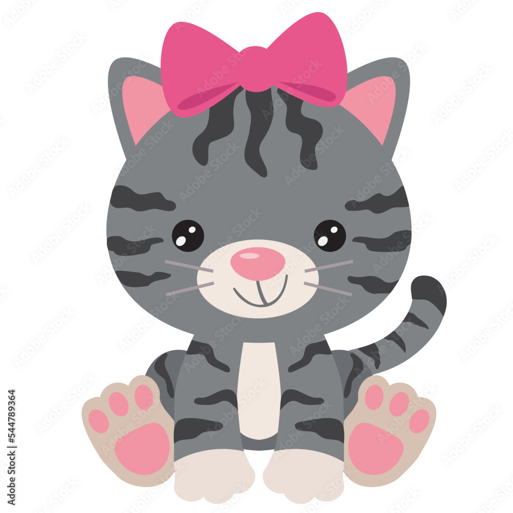 Sitting tabby cat vector cartoon illustration Stock Vector | Adobe Stock