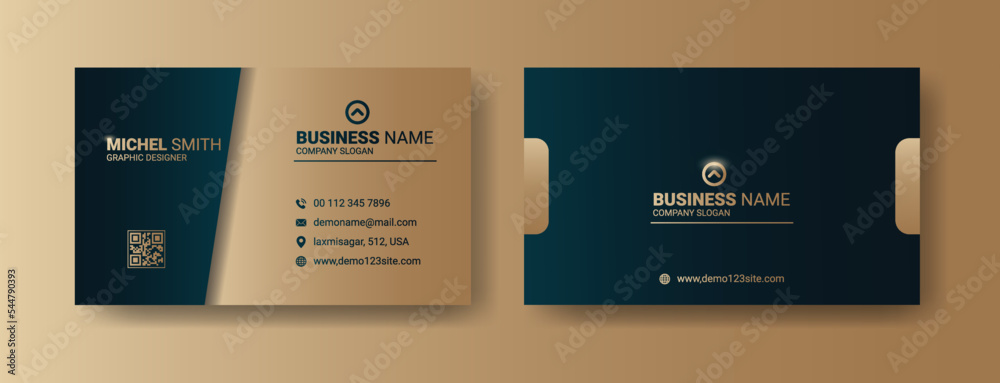 Luxury, golden modern visiting card template design. stationery ...