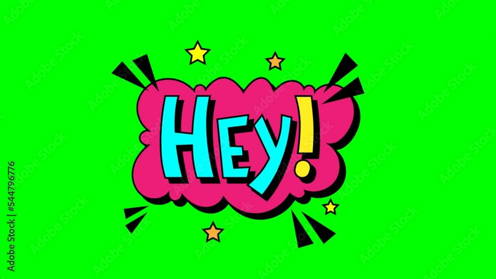 HEY Comic words animation green screen Stock Video | Adobe Stock