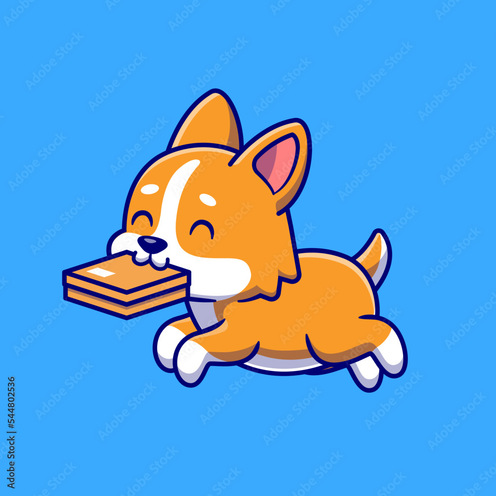 Cute Corgi Dog Bite Box Cartoon Vector Icon Illustration. Animal Nature ...