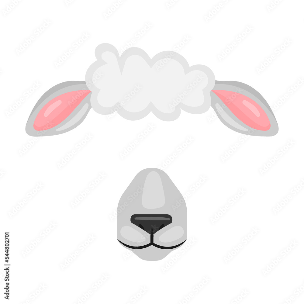Animal face mask of curly sheep for video and photo set. Vector ...