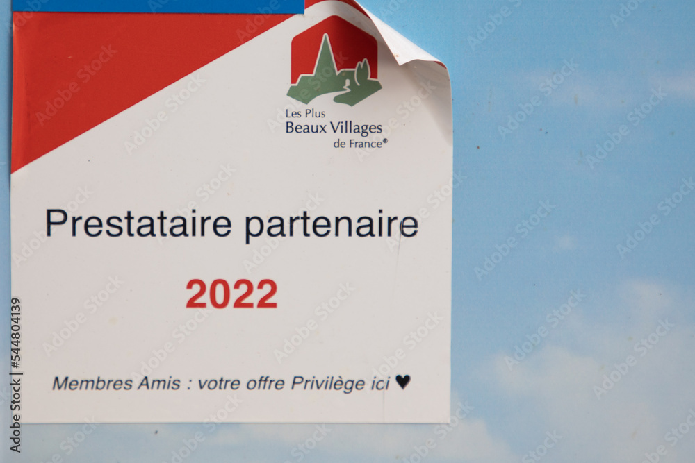 les plus beaux villages de France logo text and sign in french for old ...