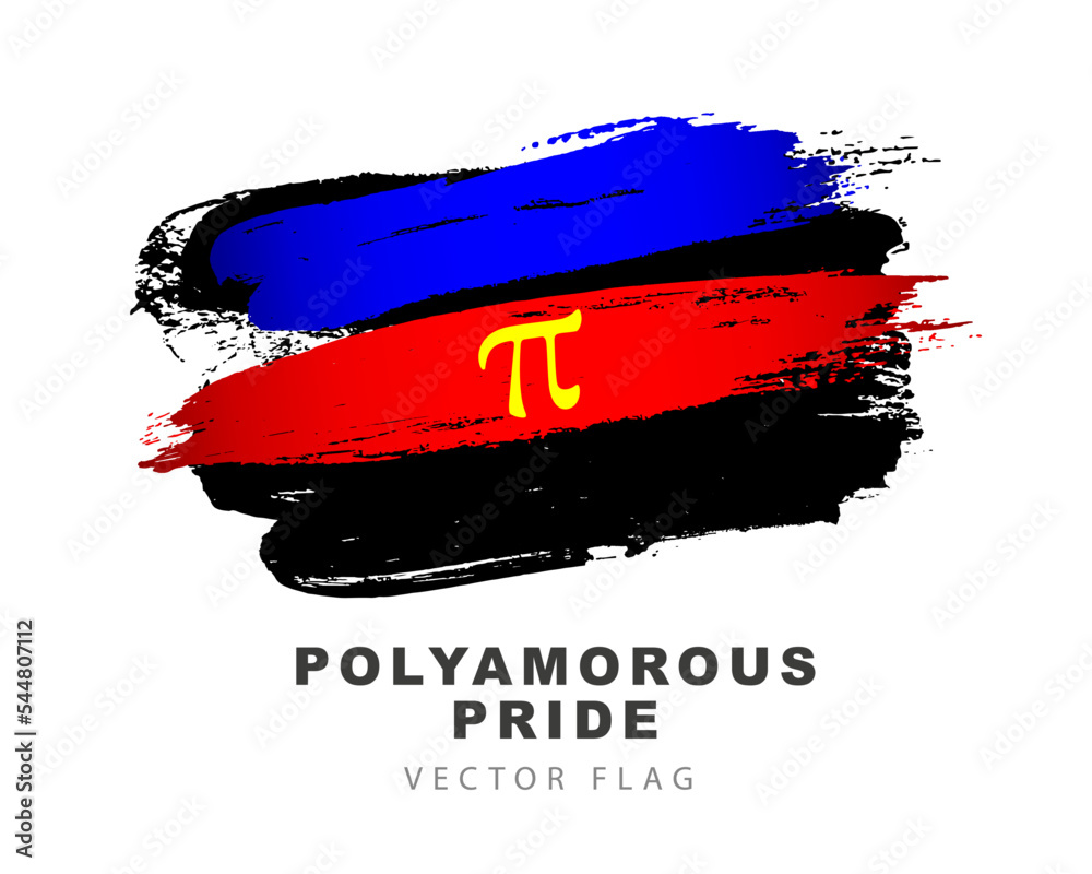 The flag of polyamorous pride. Colored brush strokes drawn by hand. A ...