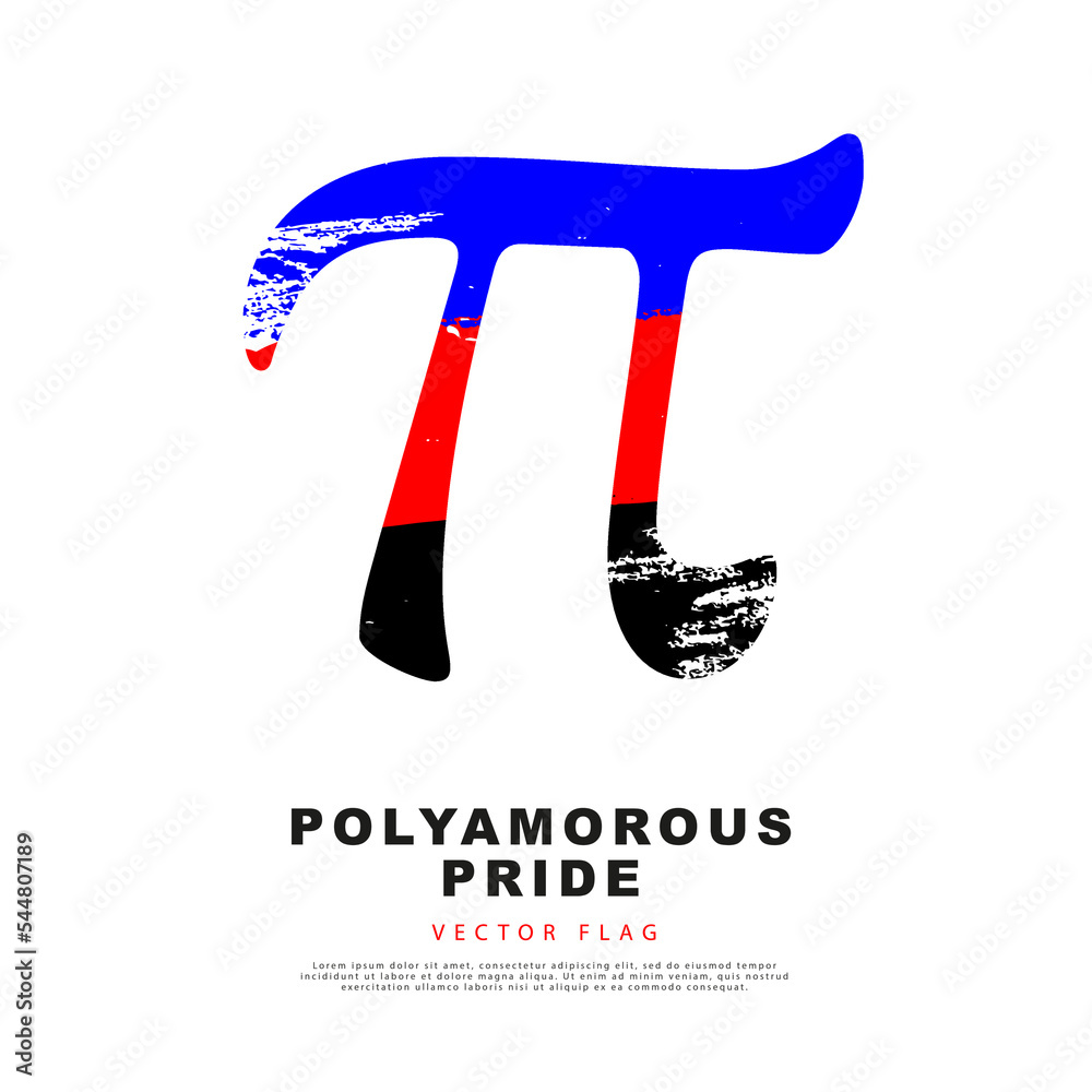 A symbol and sign of polyamorous pride. Blue, red and black brush ...