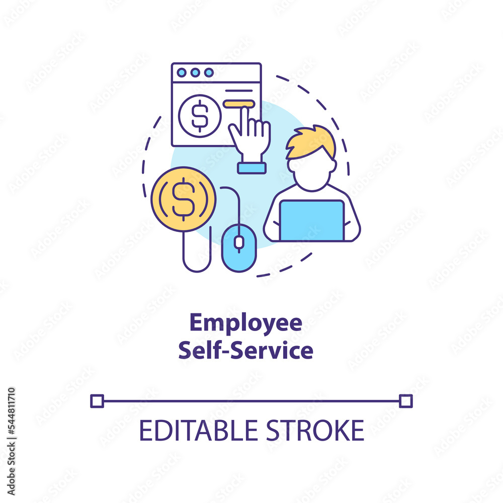 Employee self service concept icon. Payroll processing software ...