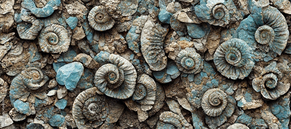 Elaborate and unique calcified aquamarine blue ammonite sea shell ...