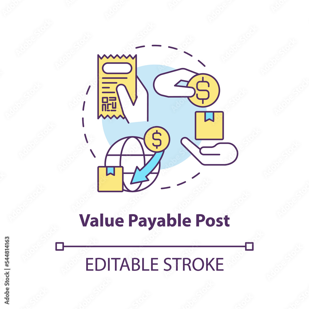 Value payable post concept icon. Pay after receiving. Postal services ...