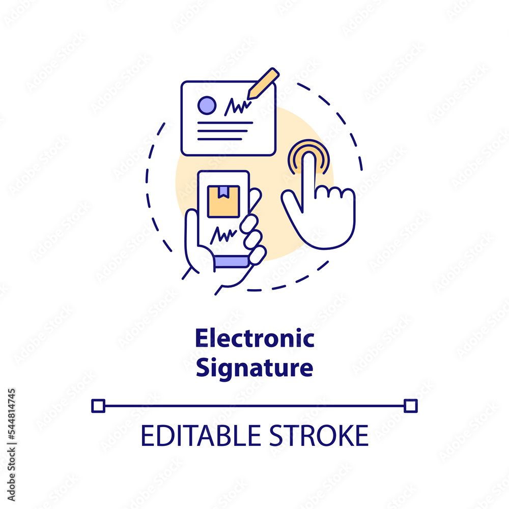 Electronic signature concept icon. Digitally sign to receive order ...