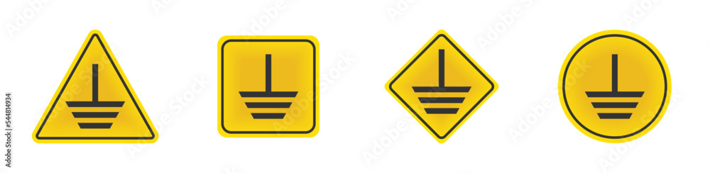 Electrical grounding icon set. Grounding symbol. Vector illustration ...