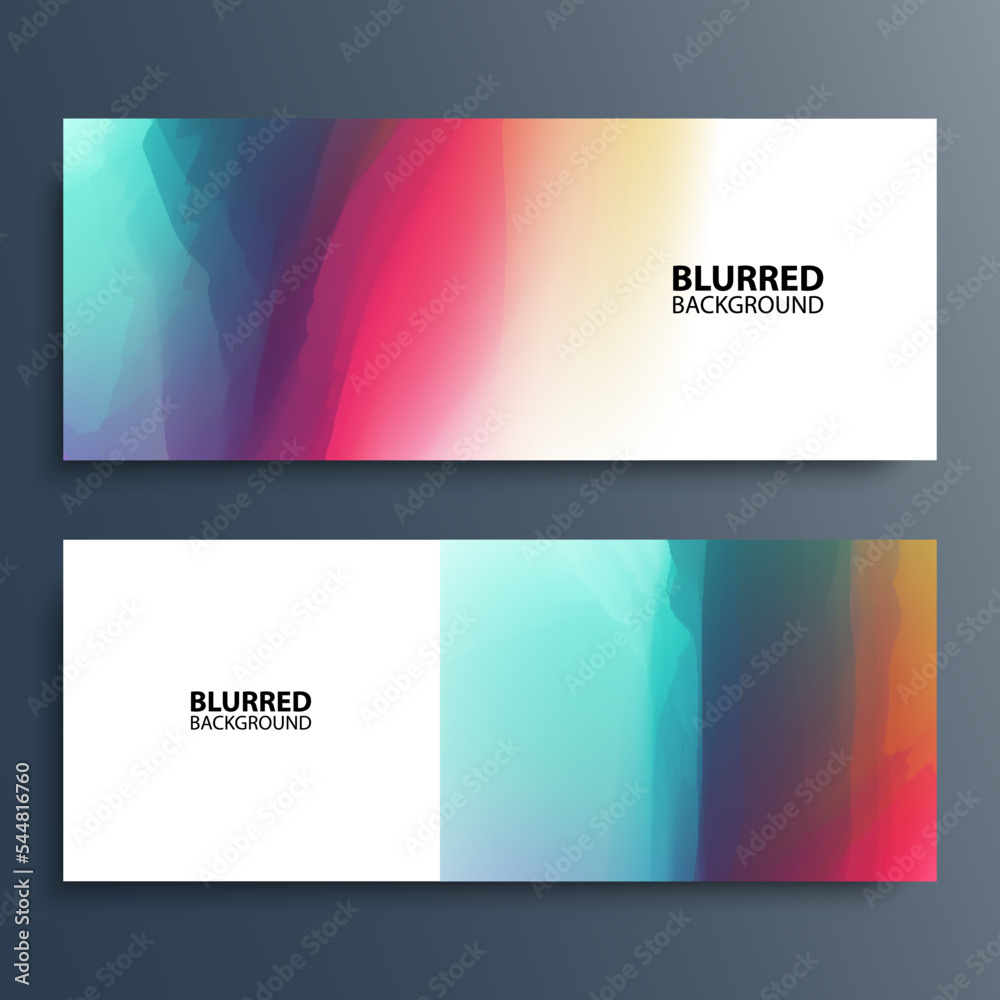 Set of abstract blurred multicolored horizontal banners with blurred color gradients. Bright ...