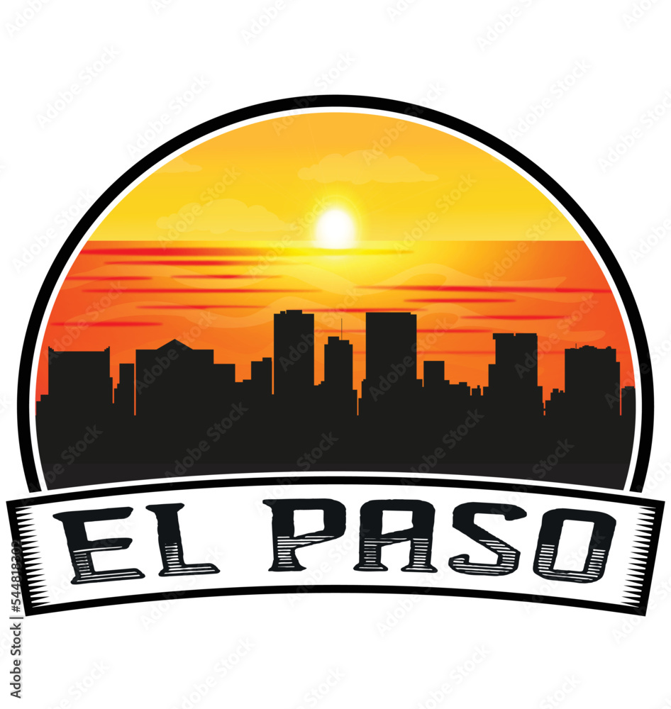 El Paso Texas USA Skyline Sunset Travel Souvenir Sticker Logo Badge ...