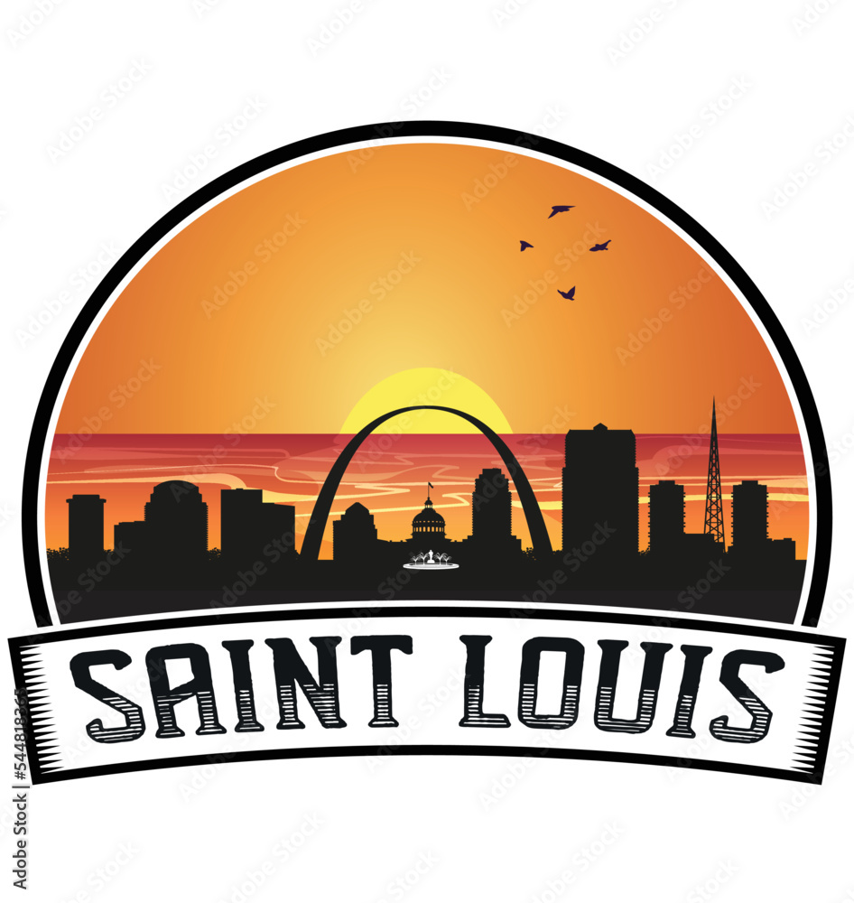 Saint Louis Missouri USA Skyline Sunset Travel Souvenir Sticker Logo ...