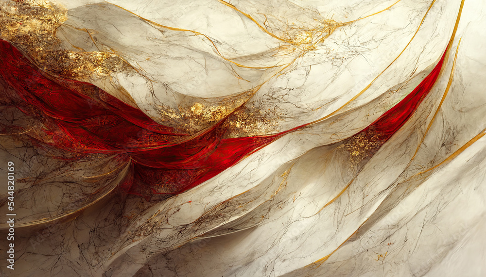 Abstract 4k wallpaper. Digital art marbling texture with red and gold ...