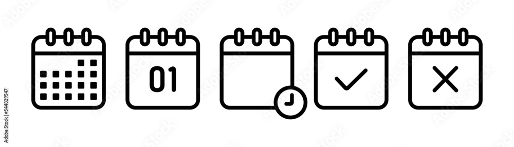 Calendar Icon set collection. Set of calendar symbols with diffrent ...