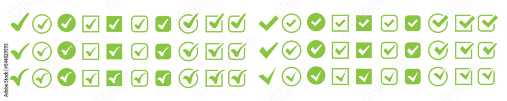 Green check mark iconS. Different check mark sign and symbol set vector ...