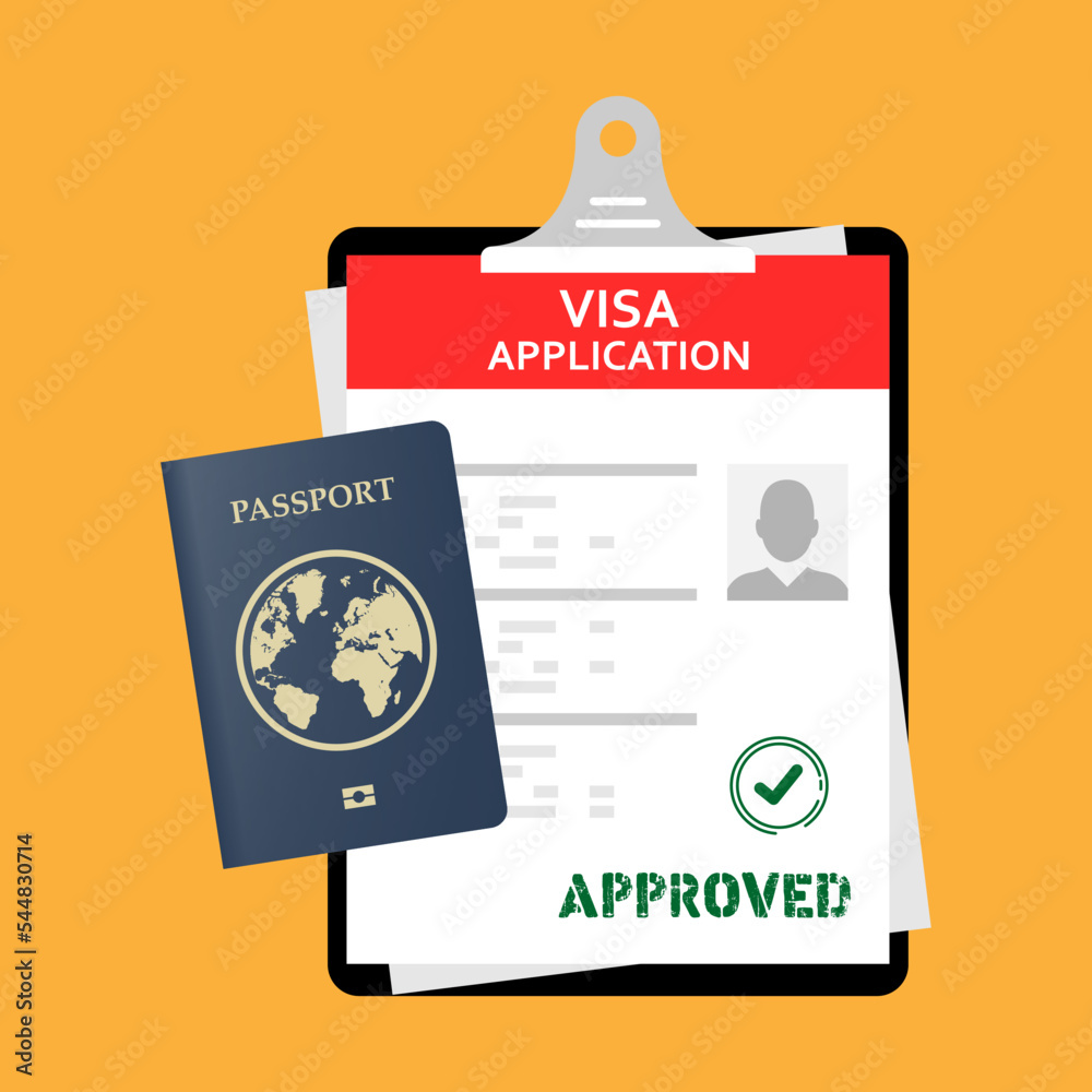 Application visa Document for travel. Passport with tickets, money Visa ...