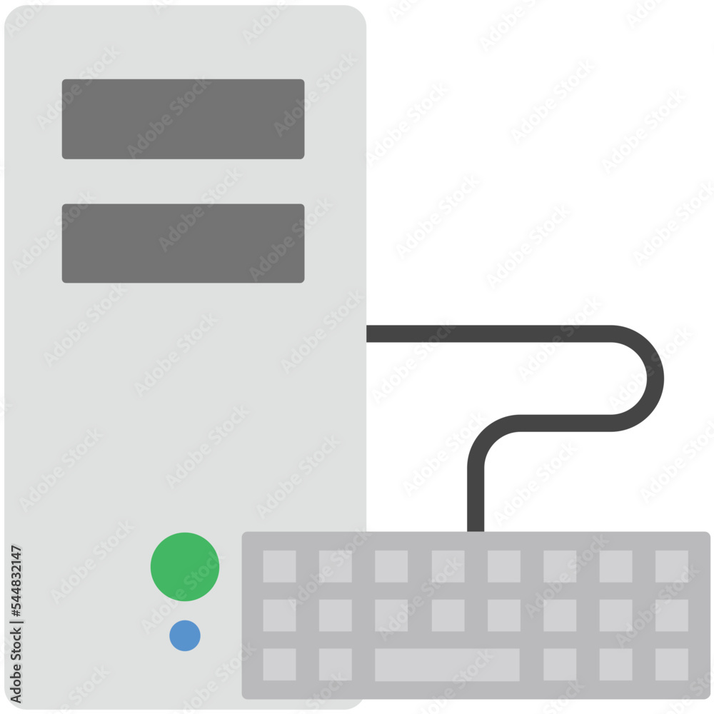 Tower CPU Flat Illustration Stock Vector | Adobe Stock