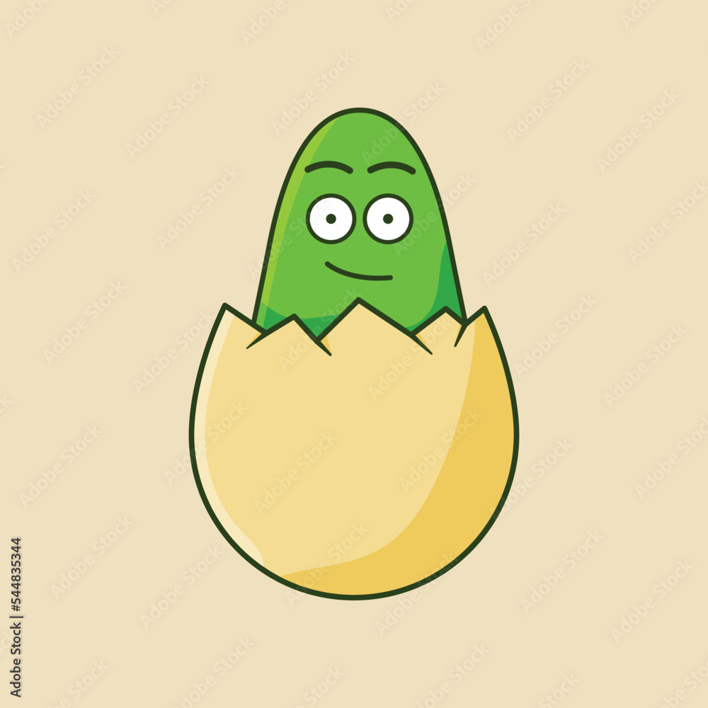 cute green alien egg hatched newborn Cartoon Vector Icon Illustration ...