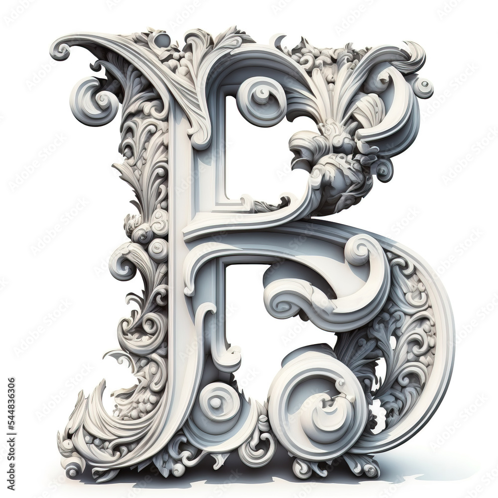 B ornate baroque font 3d illustration Stock Illustration | Adobe Stock