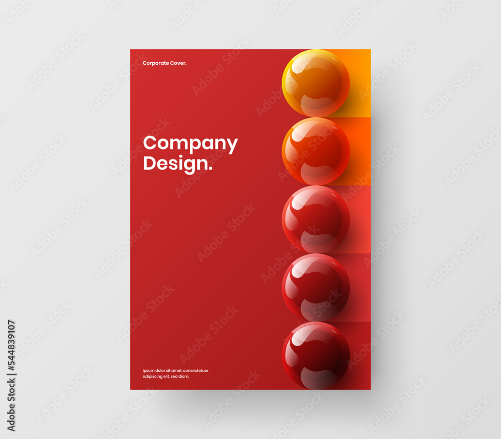 Trendy leaflet A4 vector design concept. Creative realistic spheres ...