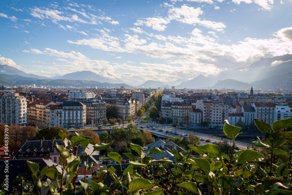Grenoble France 11 2021 view of Grenoble from the heights of the ...