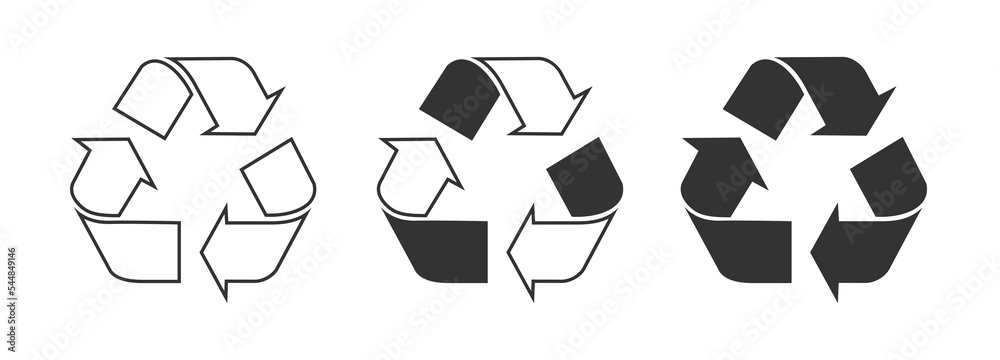 Recycle label graphic set. Recyclable and biodegradable packaging logo ...
