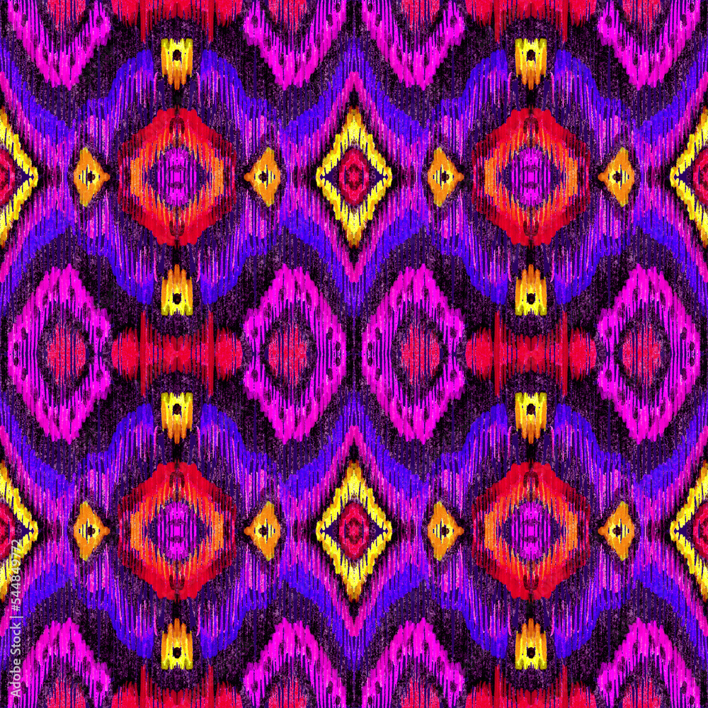 Colorful ikat pattern in vintage style. Elegant ethnic background. Hand ...