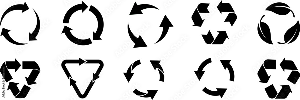 Biodegradable, compostable, recyclable icon set. Set of arrow recycle. Mega set of recycle icons ...