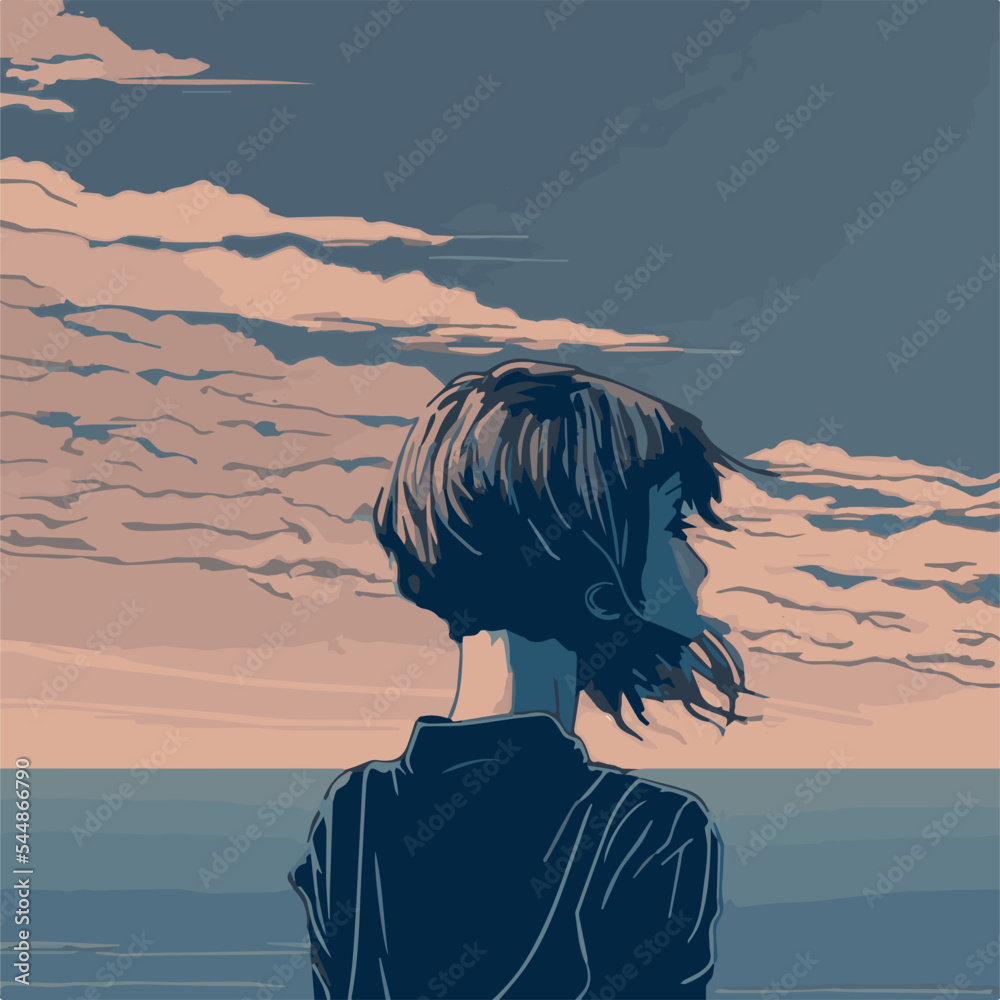 Sad girl looking in the distance. Negative unhappy feeling. Depression ...