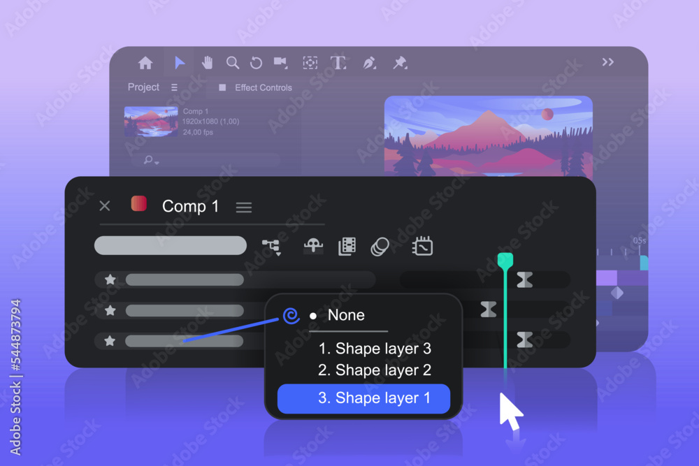 New Dropdown Menu In Motion Design Software New Features Transparency Setting Track Matte