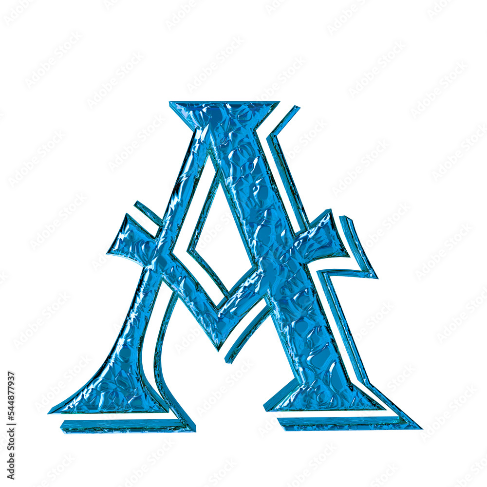 Fluted blue letters. front view. letter a Stock Illustration | Adobe Stock