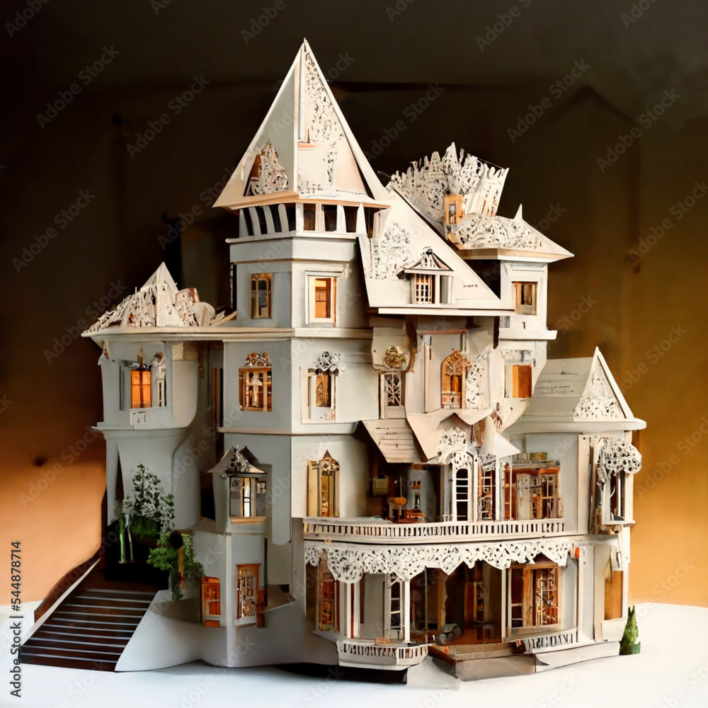 Papercraft of a castle, gen art Stock Illustration | Adobe Stock