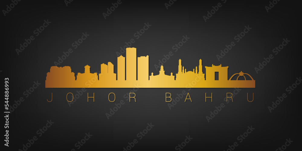 Johor Bahru, Johor, Malaysia Gold Skyline City Silhouette Vector ...