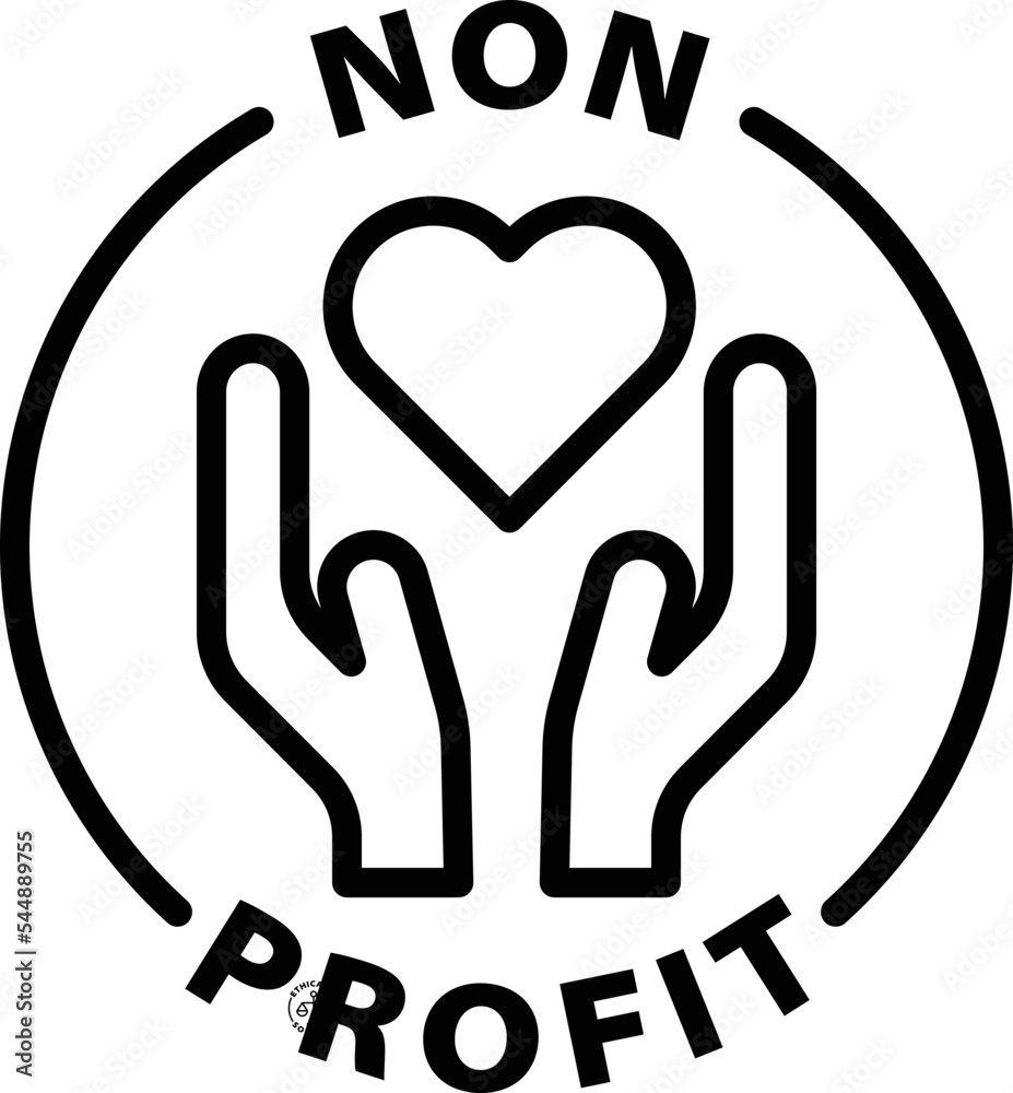Non profit icon. Black outline rounded isolated product label icon tag ...