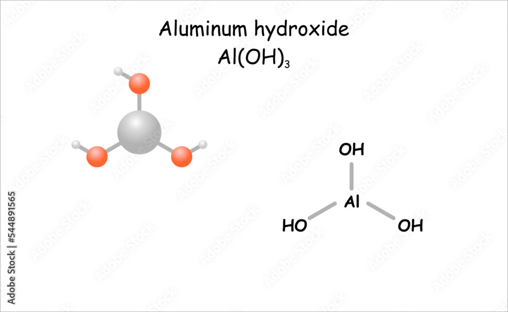 Stylized molecule model/structural formula of aluminum hydroxide. Stock ...