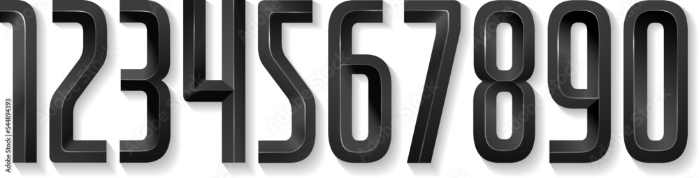 Black 3d metal digits isolated on transparent background. Door number ...