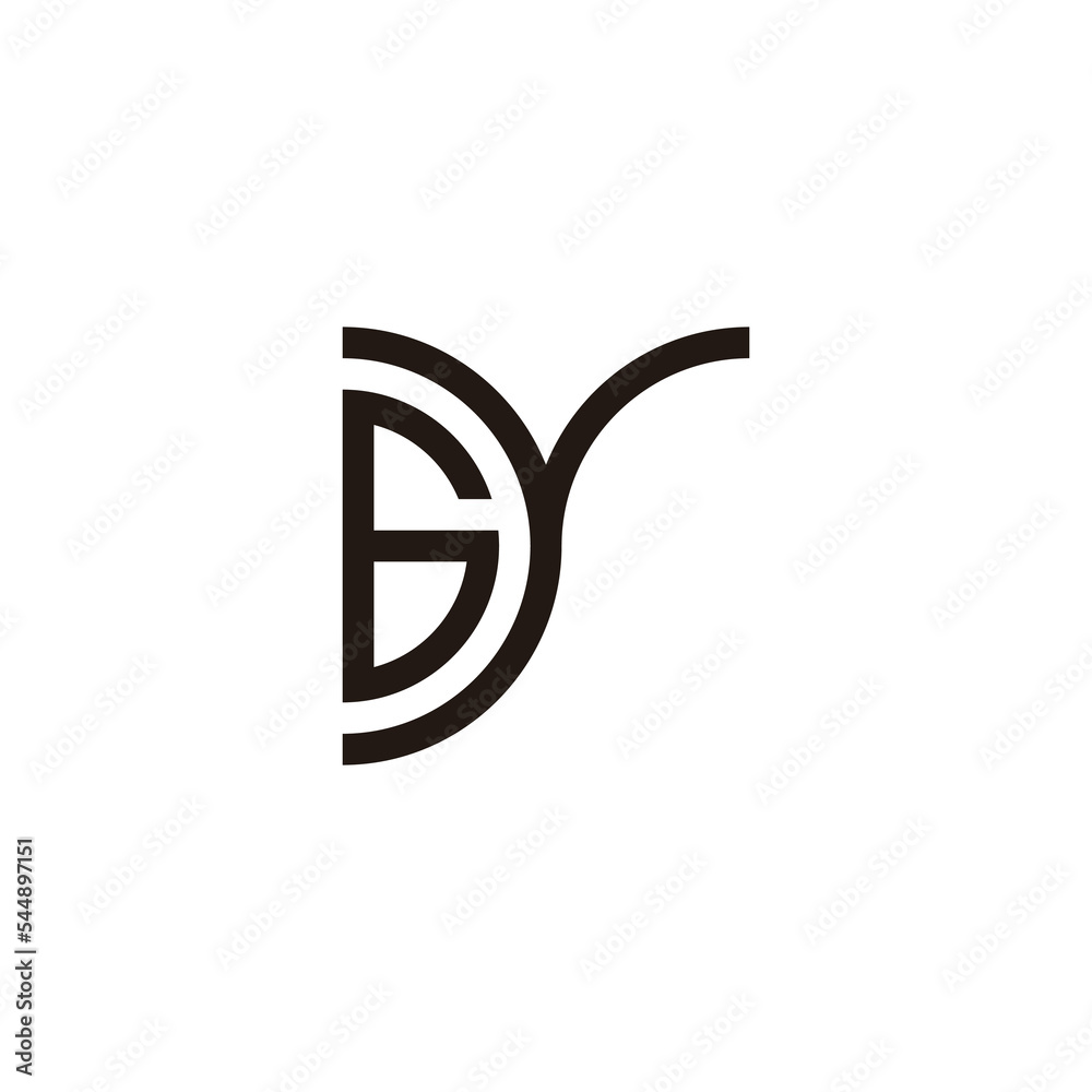 Number 6 and letter y curve geometric symbol simple logo vector Stock ...