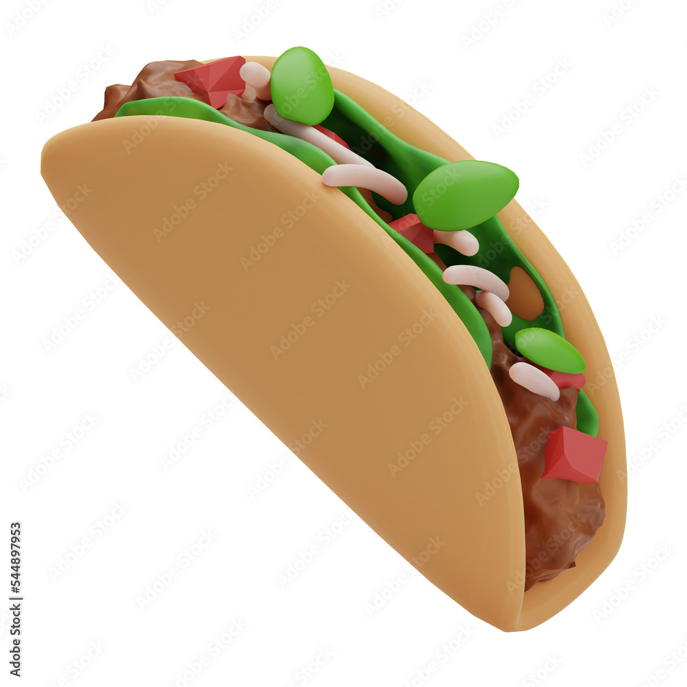 3d Rendering Food mexican taco Illustration Stock Illustration | Adobe ...