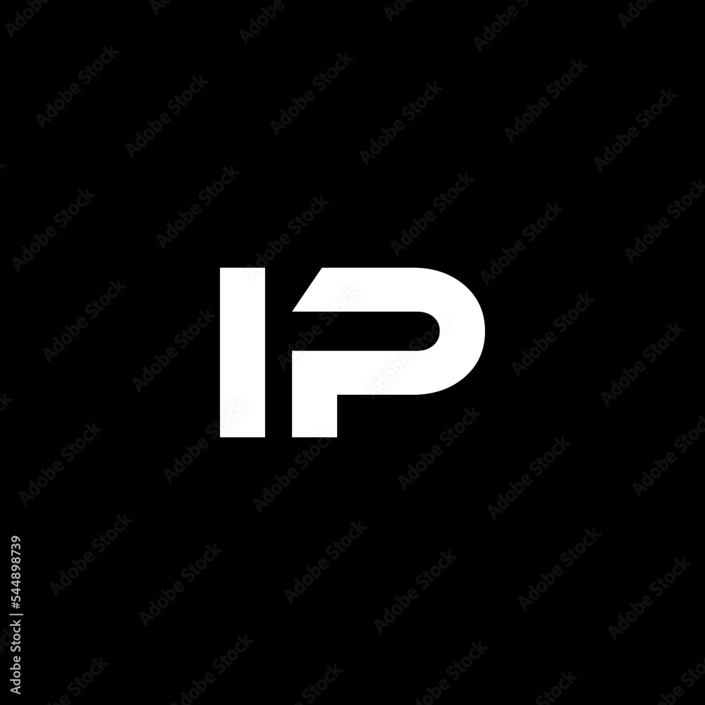 IP letter logo design with black background in illustrator, vector logo ...