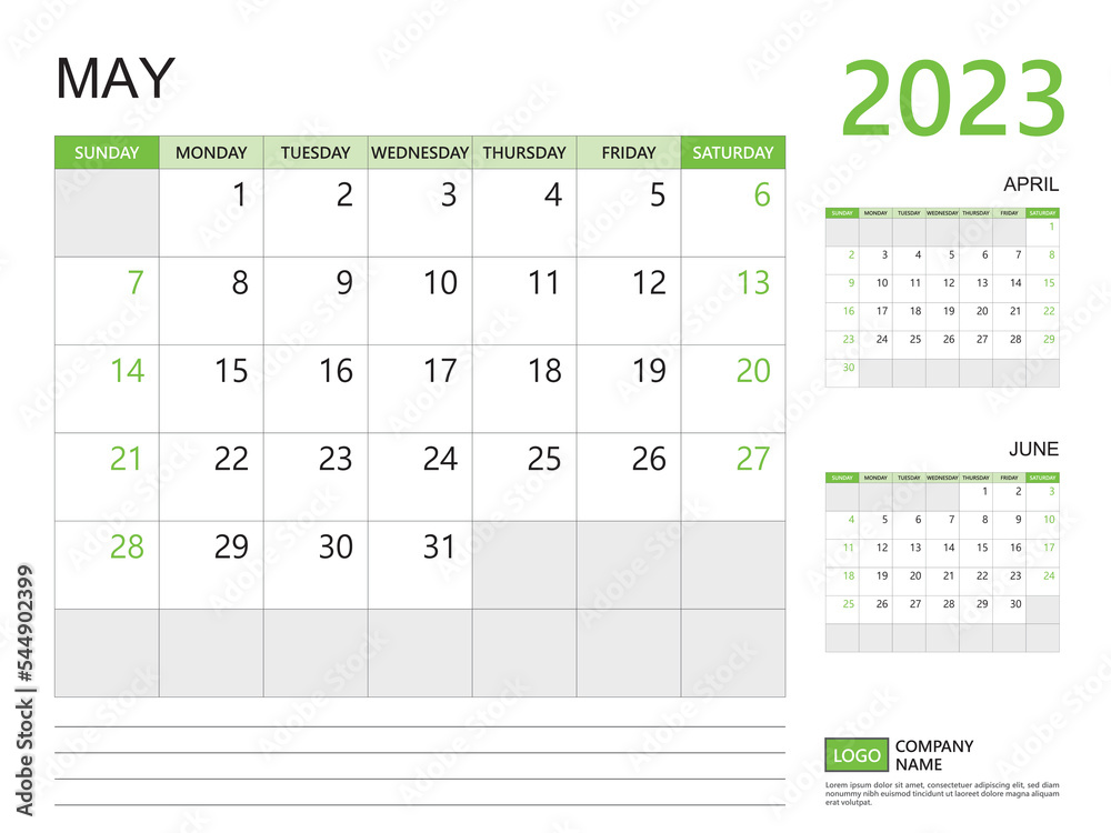 May 2023 year, Calendar planner 2023 template, week start on Sunday ...